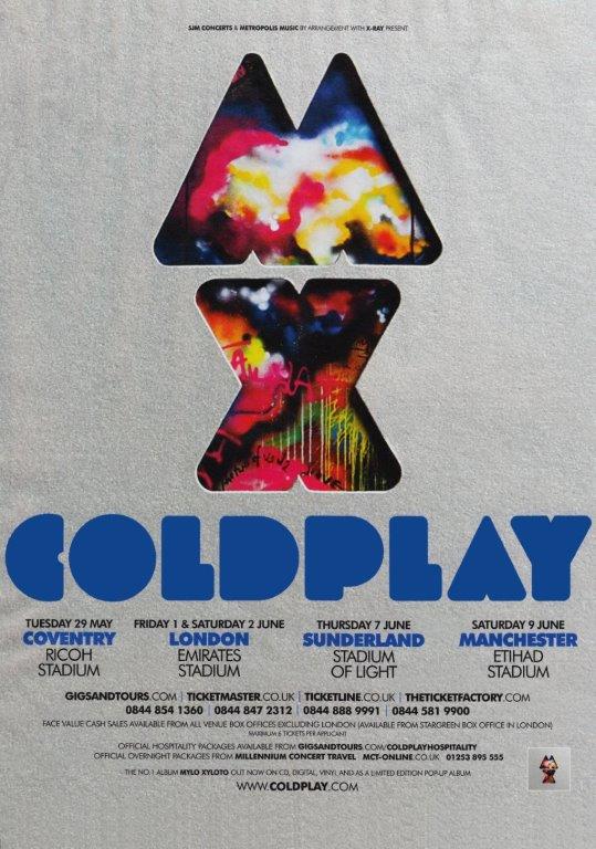 Coldplay Mylo Xyloto 2012 Uk Stadium Tour Poster Prints4u