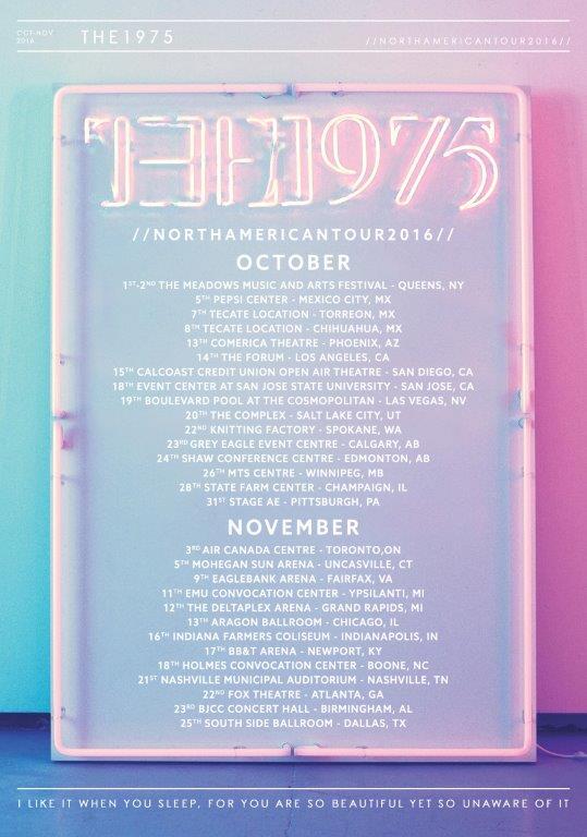 THE 1975 North American Oct-Nov 2016 Tour Poster