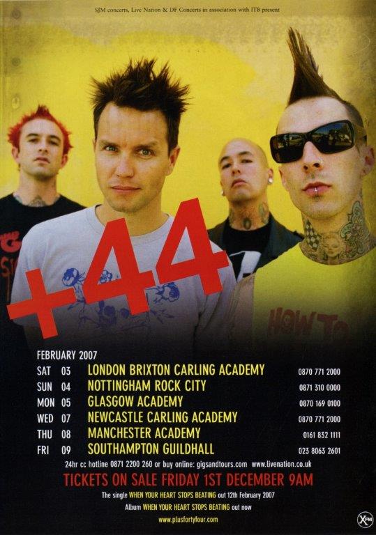 +44 When Your Heart Stops Beating 2007 UK Tour Poster Print - prints4u