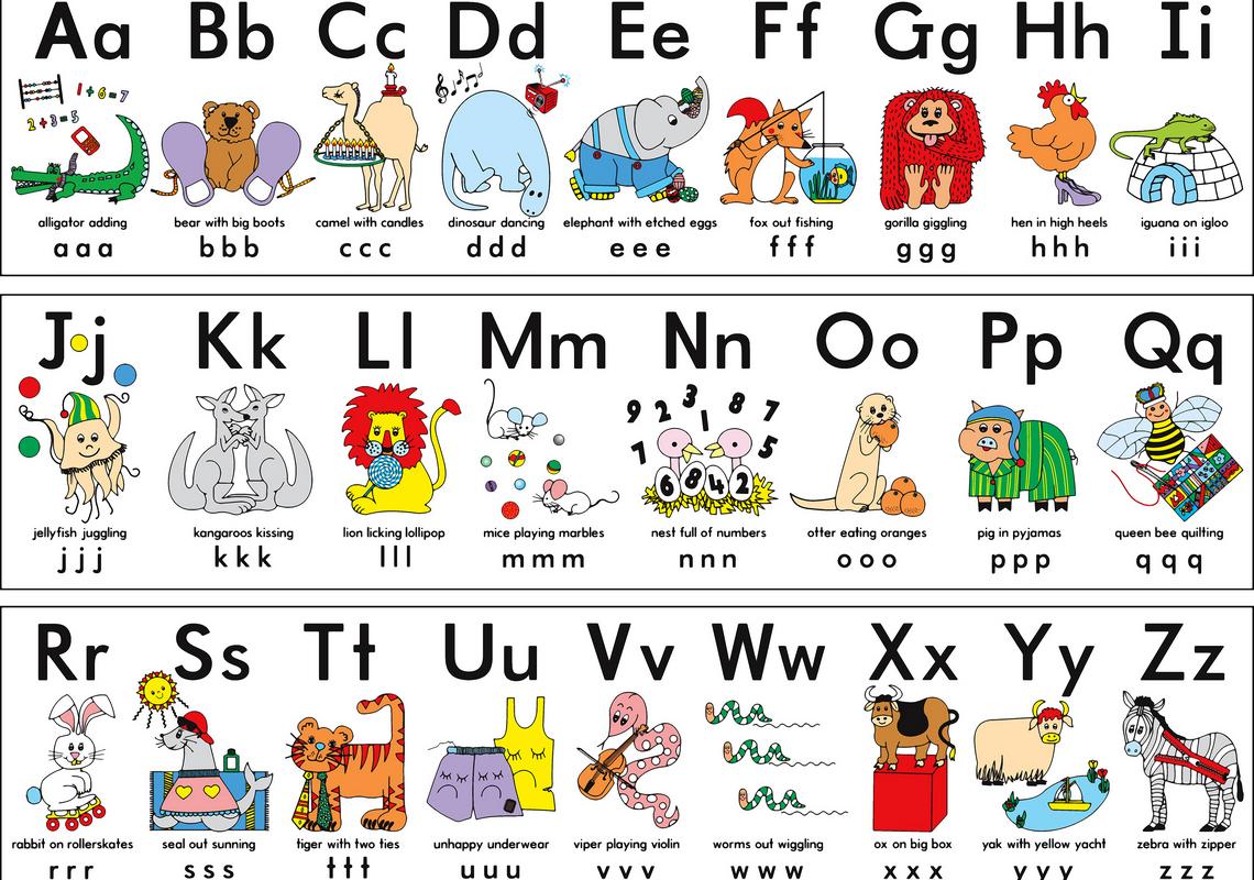 ALPHABET Silly Alphabet ABC Wall Frieze Poster Print - prints4u