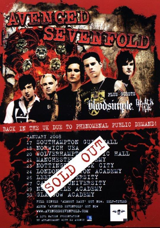 AVENGED SEVENFOLD s/t 2008 UK Tour Poster Print - prints4u