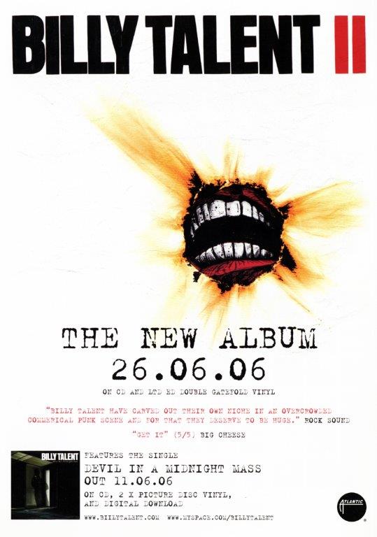 BILLY TALENT II Poster