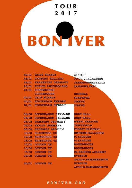 BON IVER 22, A Million 2017 World Tour Poster