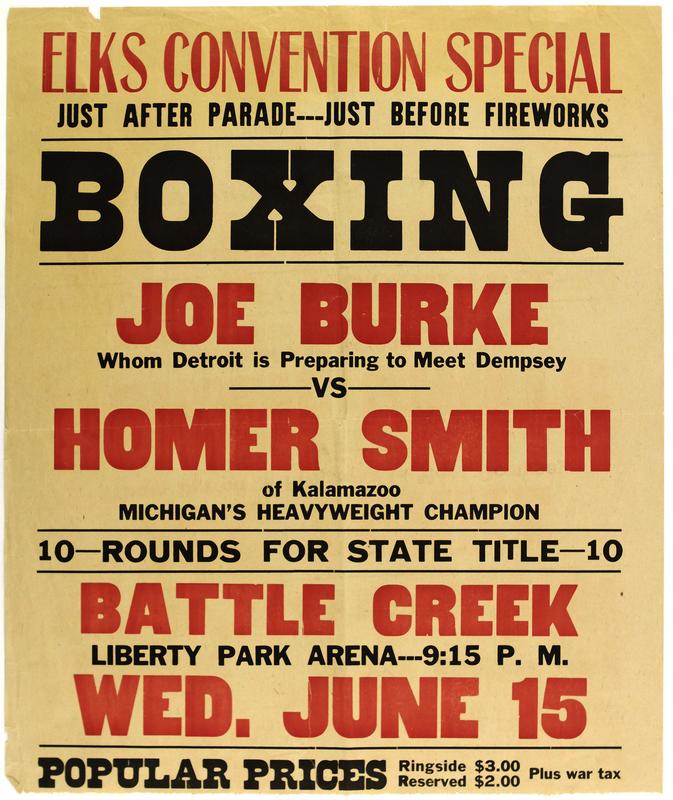 BOXING Vintage Picture Art Joe Burke Vs Homer Smith Battlecreek June ...