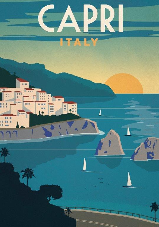 CAPRI - Italy - Vintage Travel Poster Print