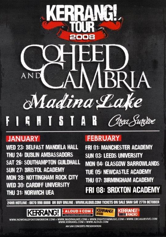COHEED & CAMBRIA Good Apollo 2008 Kerrang! UK Tour Poster Print - prints4u