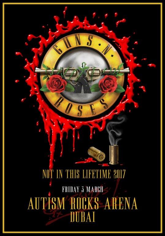 GUNS N ROSES Autism Rocks Arena Dubai - 3 March 2017 Poster