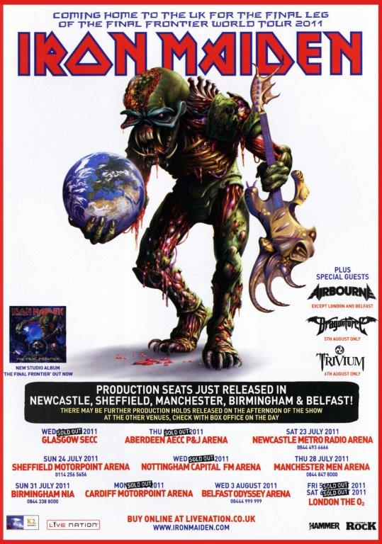 IRON MAIDEN The Final Frontier 2011 UK Tour Poster