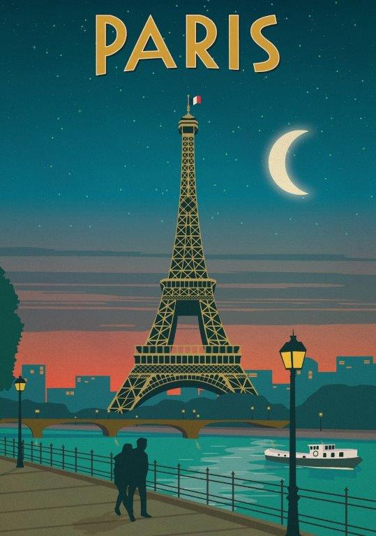 PARIS Vintage Travel Poster Print