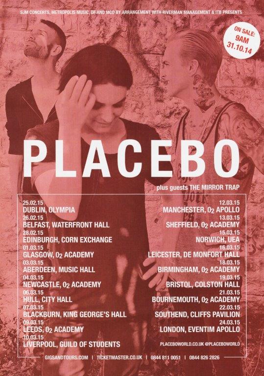 PLACEBO UK & Ireland February-March 2015 Tour Poster