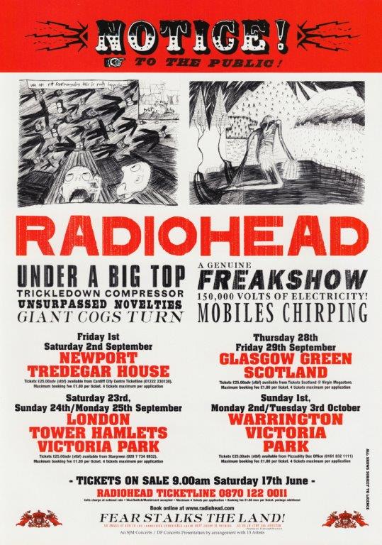 RADIOHEAD Kid A 2000 UK Tour Poster