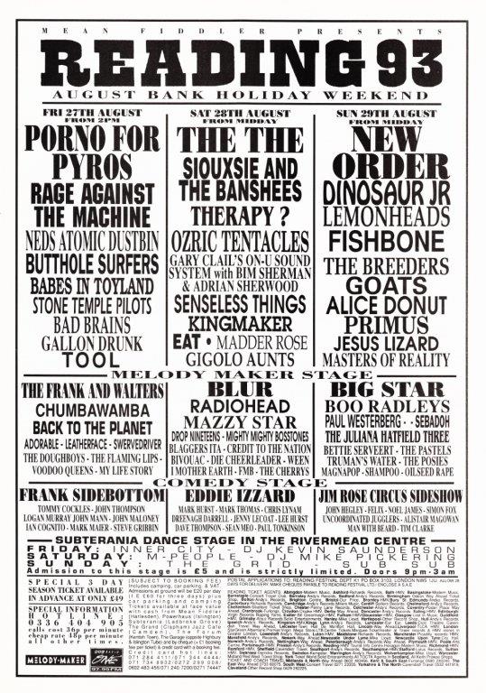 READING FESTIVAL 1993 New Order Poster - prints4u