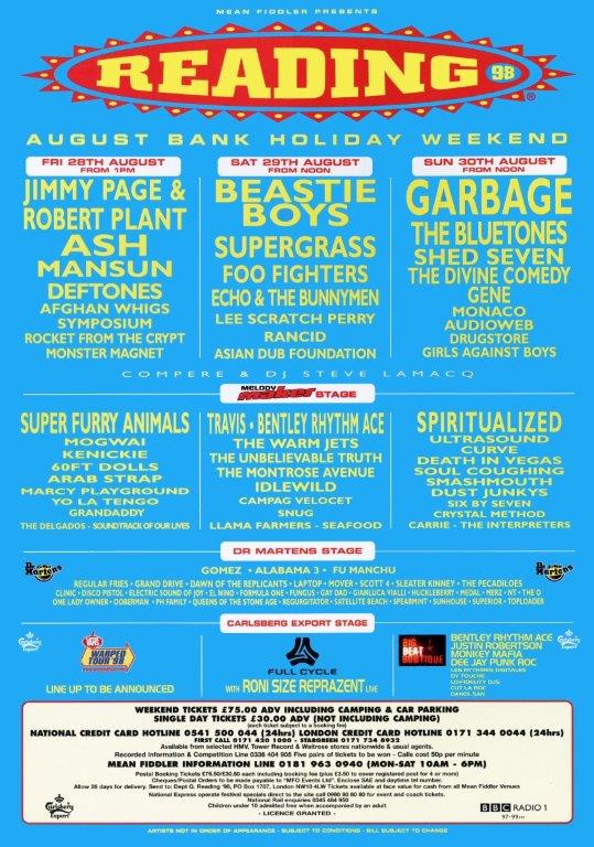 READING FESTIVAL 1998 Jimmy Page Robert Plant Poster Print - prints4u