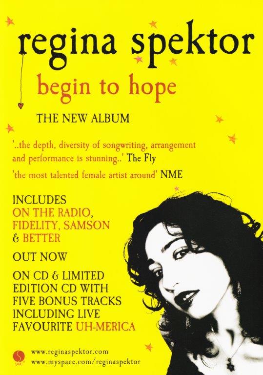 REGINA SPEKTOR Begin To Hope Poster Print