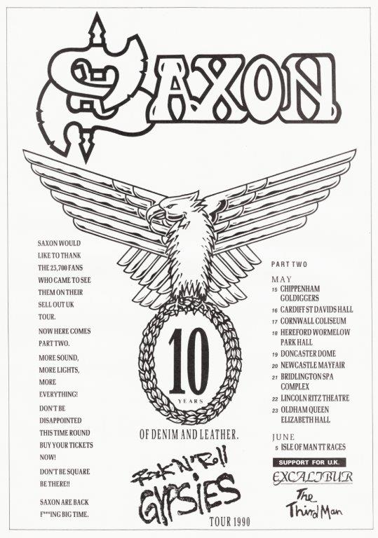 SAXON Rock N? Roll Gypsies 1990 UK Tour Poster Print - prints4u