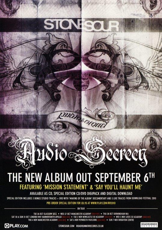 STONE SOUR Audio Secrecy Poster Print - prints4u