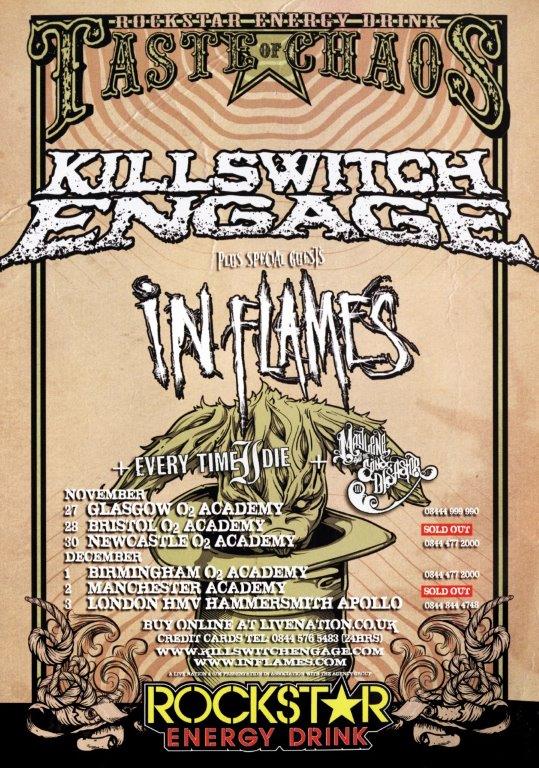 TASTE OF CHAOS TOUR 2009 Killswitch Engage Poster