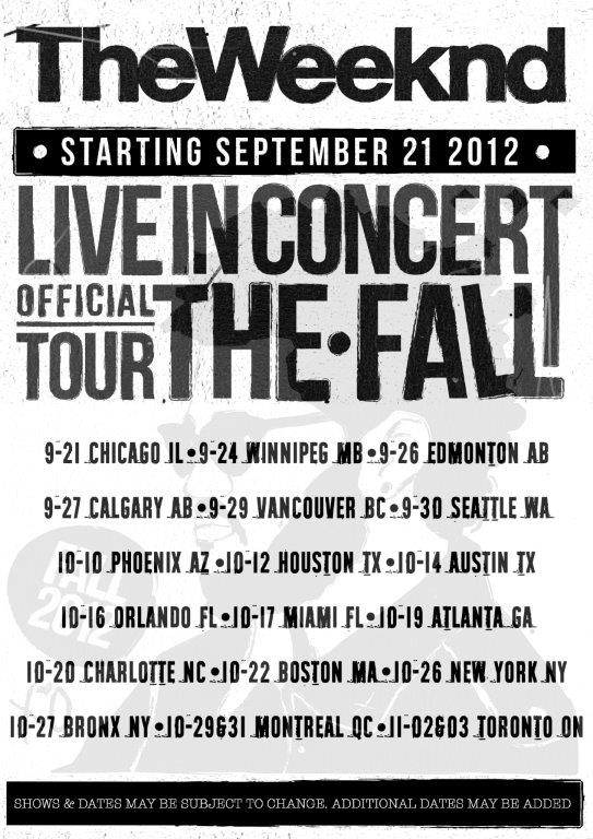THE WEEKND The Fall 2012 Tour Poster