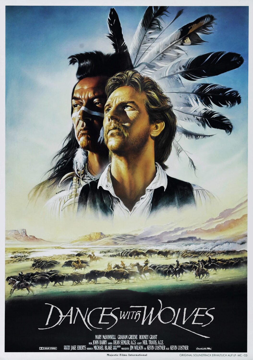 Dances with Wolves Movie Poster - Classic 90's Vintage Poster Print ...