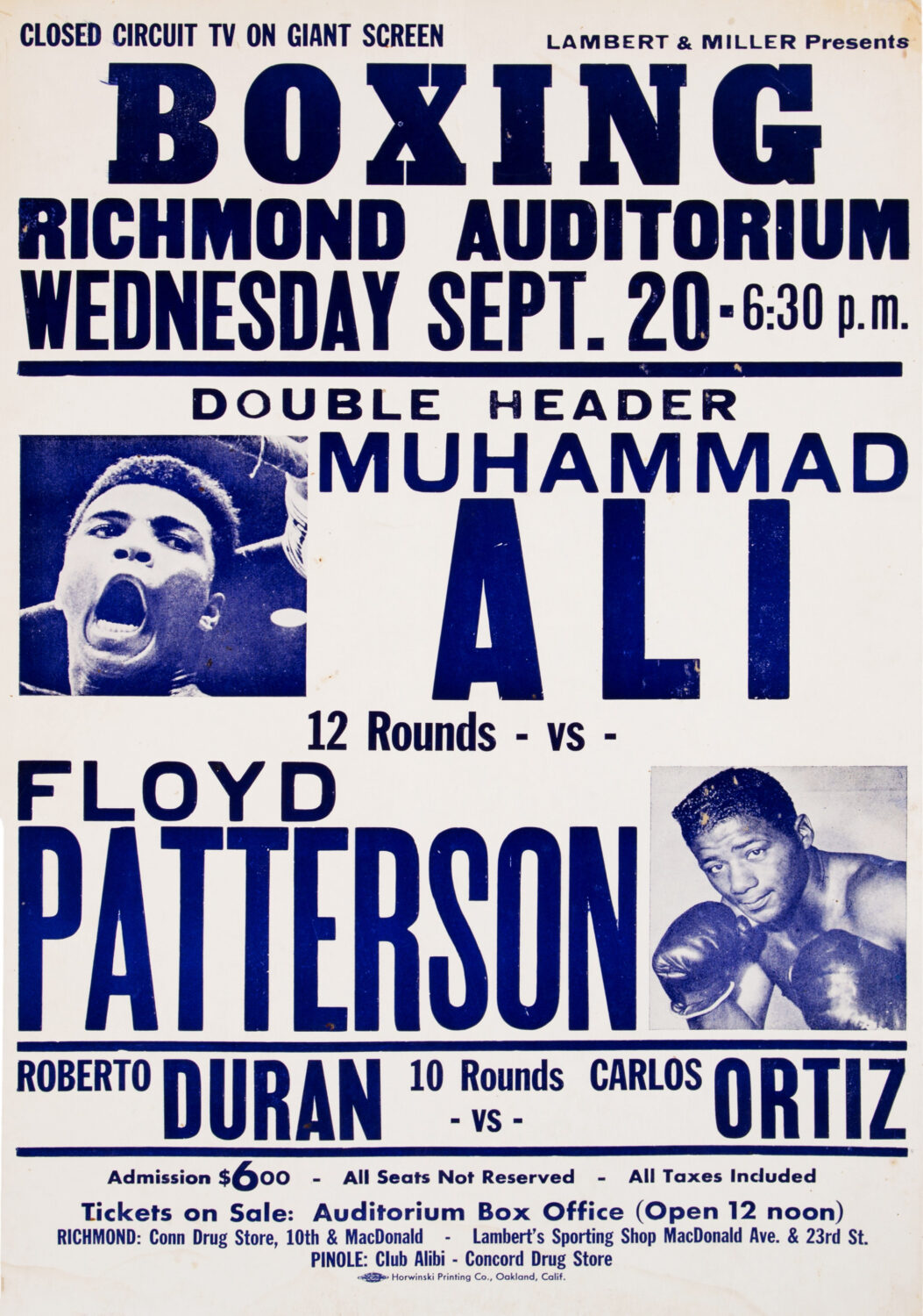 Muhammad Ali vs. Floyd Patterson II 1972 Fight Boxing Poster Print ...