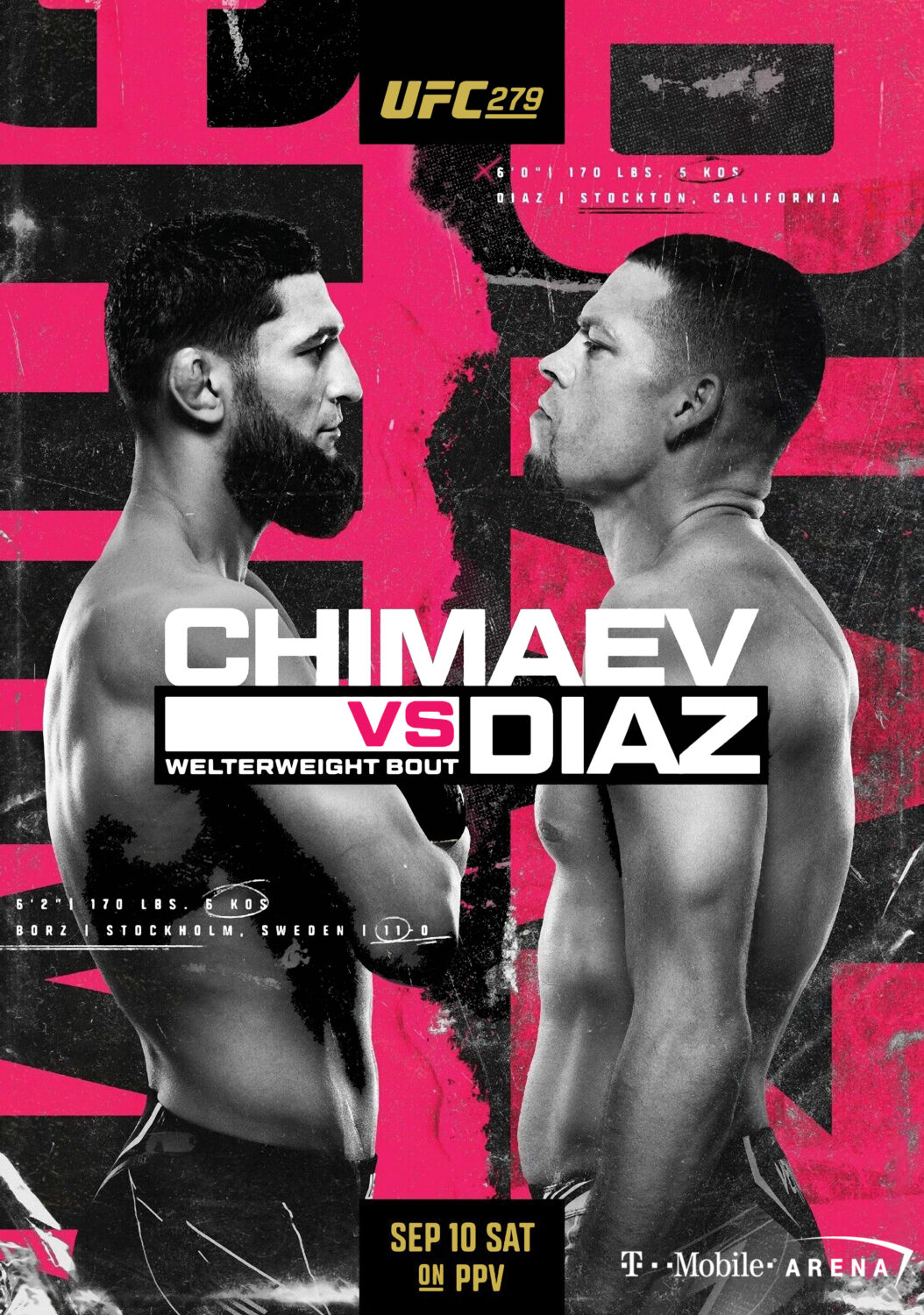 UFC 279: Khamzat Chimaev vs. Nate Diaz 2022 MMA Fight Poster