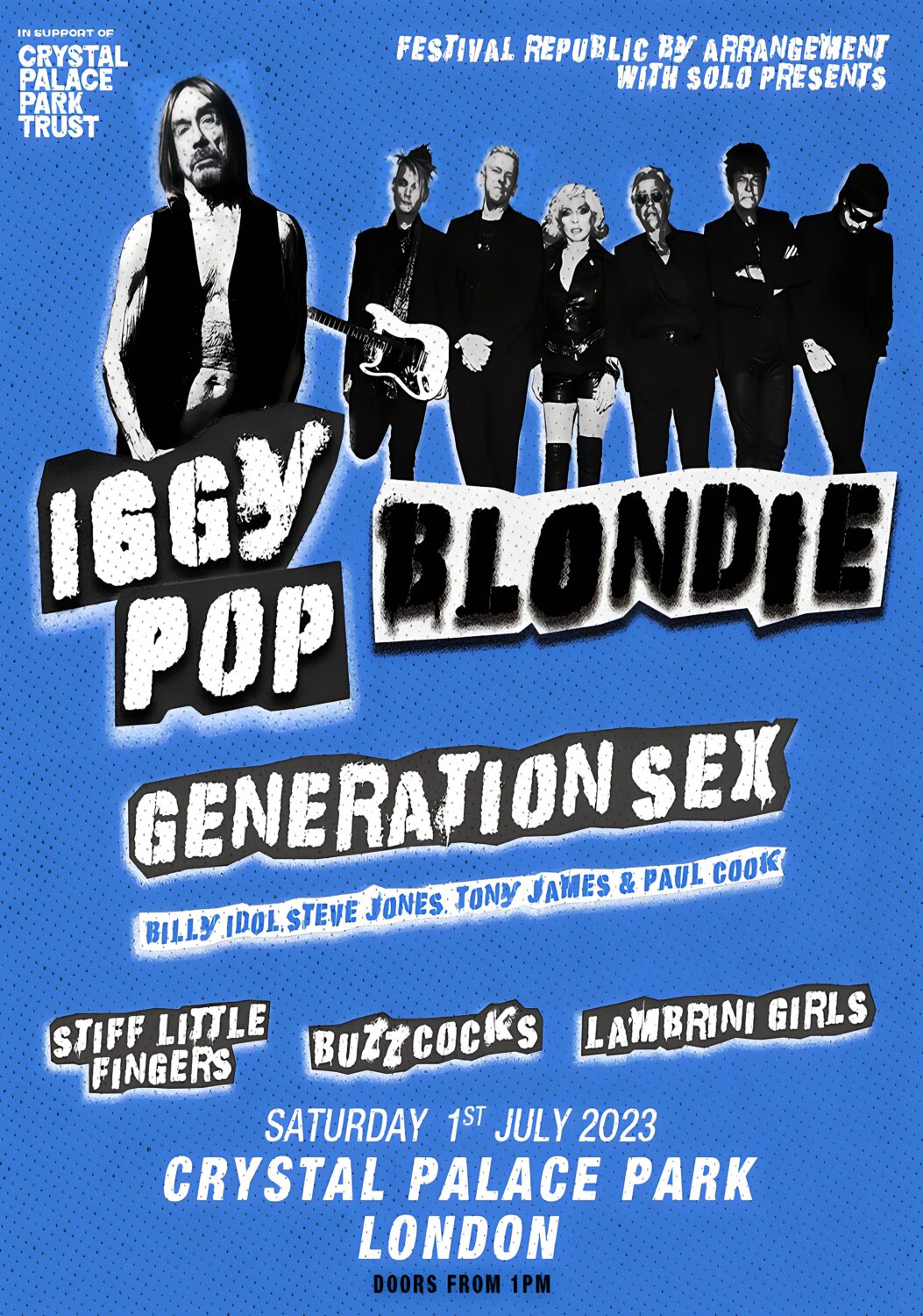 IGGY POP/BLONDIE London Crystal Palace 2023 Tour Poster