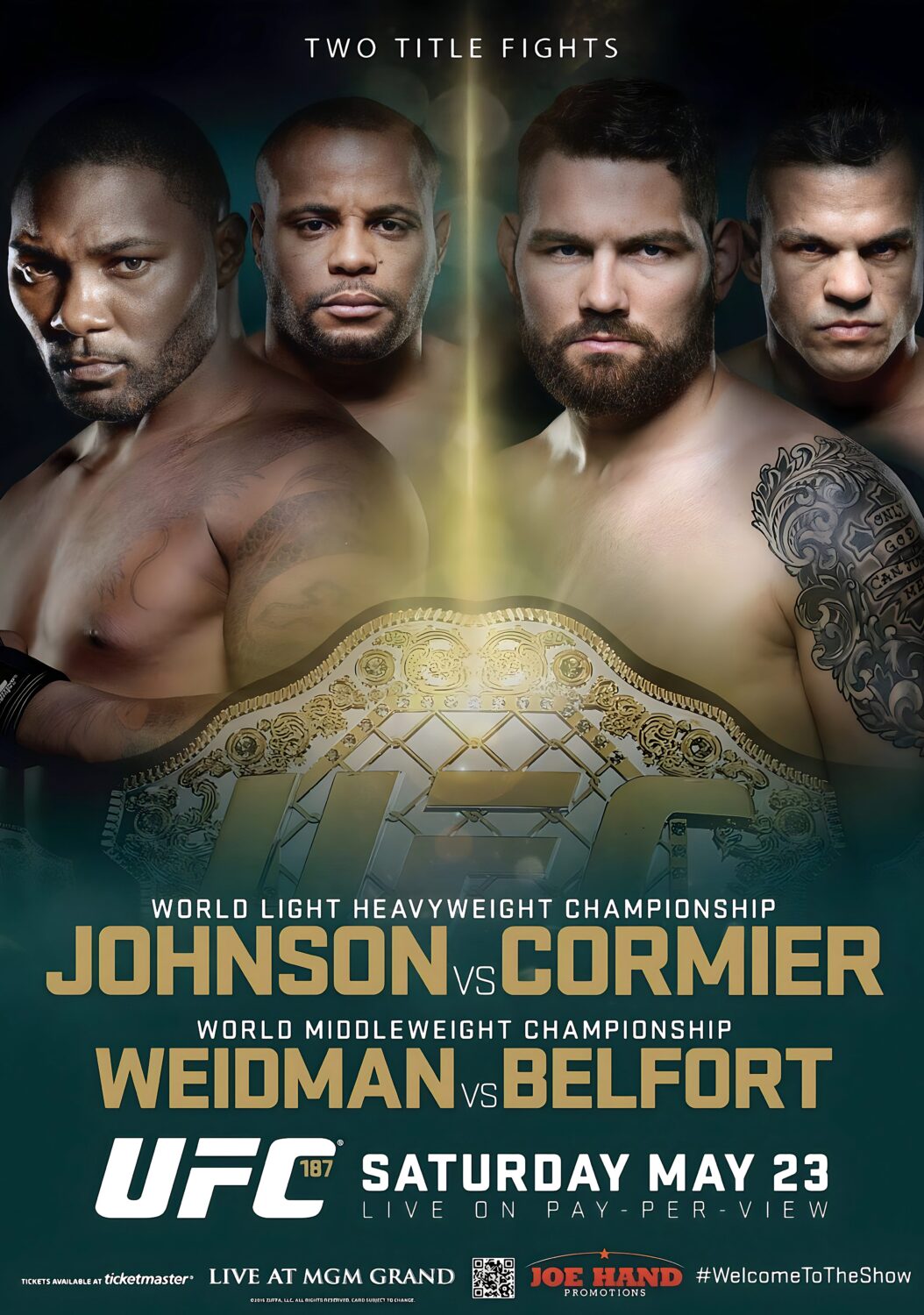 UFC 187 Anthony Johnson vs. Daniel Cormier 2015 Fight Poster Print