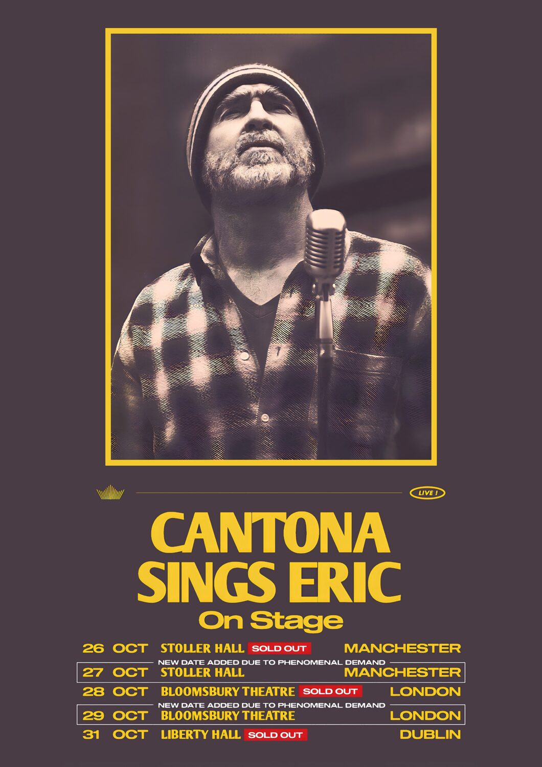 ERIC CANTONA Cantona Sings Eric 2023 UK Tour Poster Print