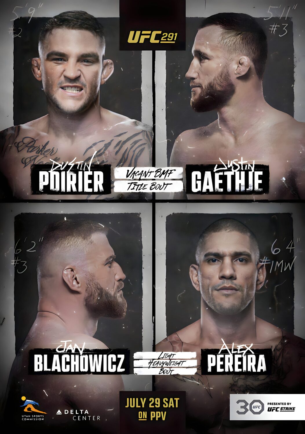 UFC 291 Dustin Poirier vs. Justin Gaethje 2 Fight Poster Print