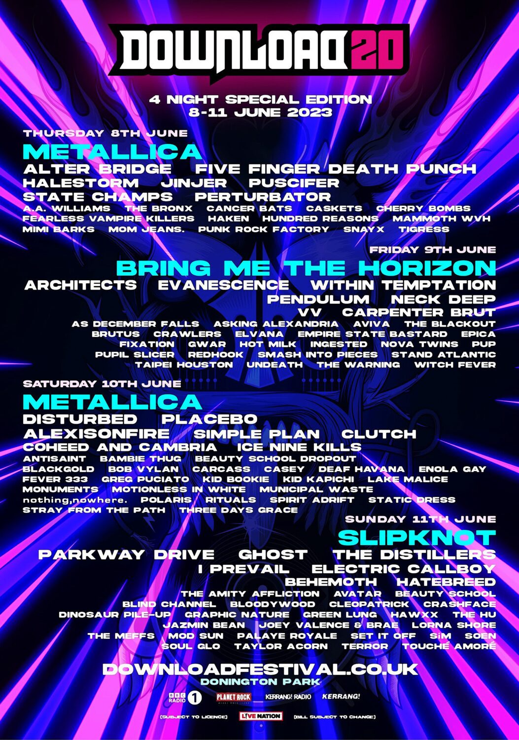 DOWNLOAD FESTIVAL 2023 Line Up Poster | Festival Posters