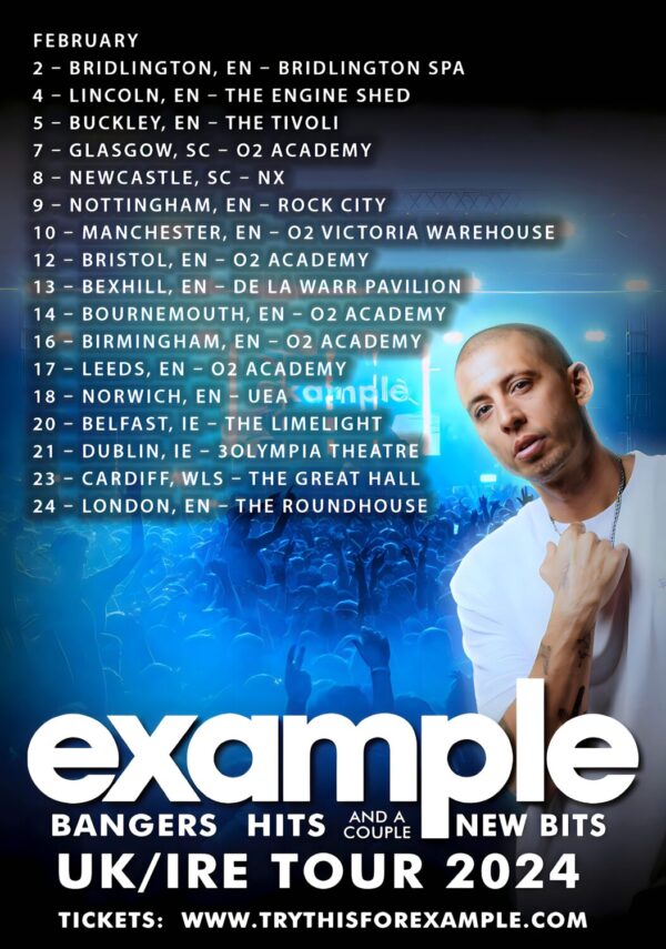 EXAMPLE (Singer/Rapper) Bangers Hits UK & Ireland Tour Poster