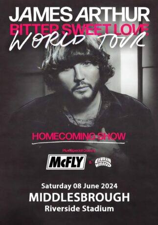 JAMES ARTHUR Tour MIDDLESBROUGH Poster