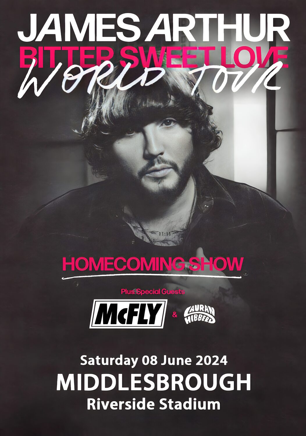 JAMES ARTHUR Tour MIDDLESBROUGH Poster