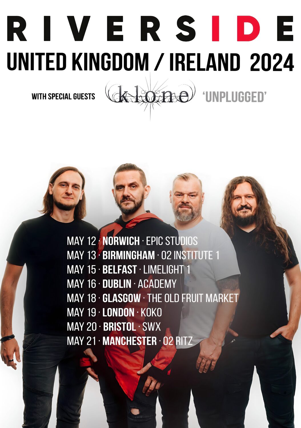 RIVERSIDE (band) ID.Entity 2024 UK & Ireland Tour Poster