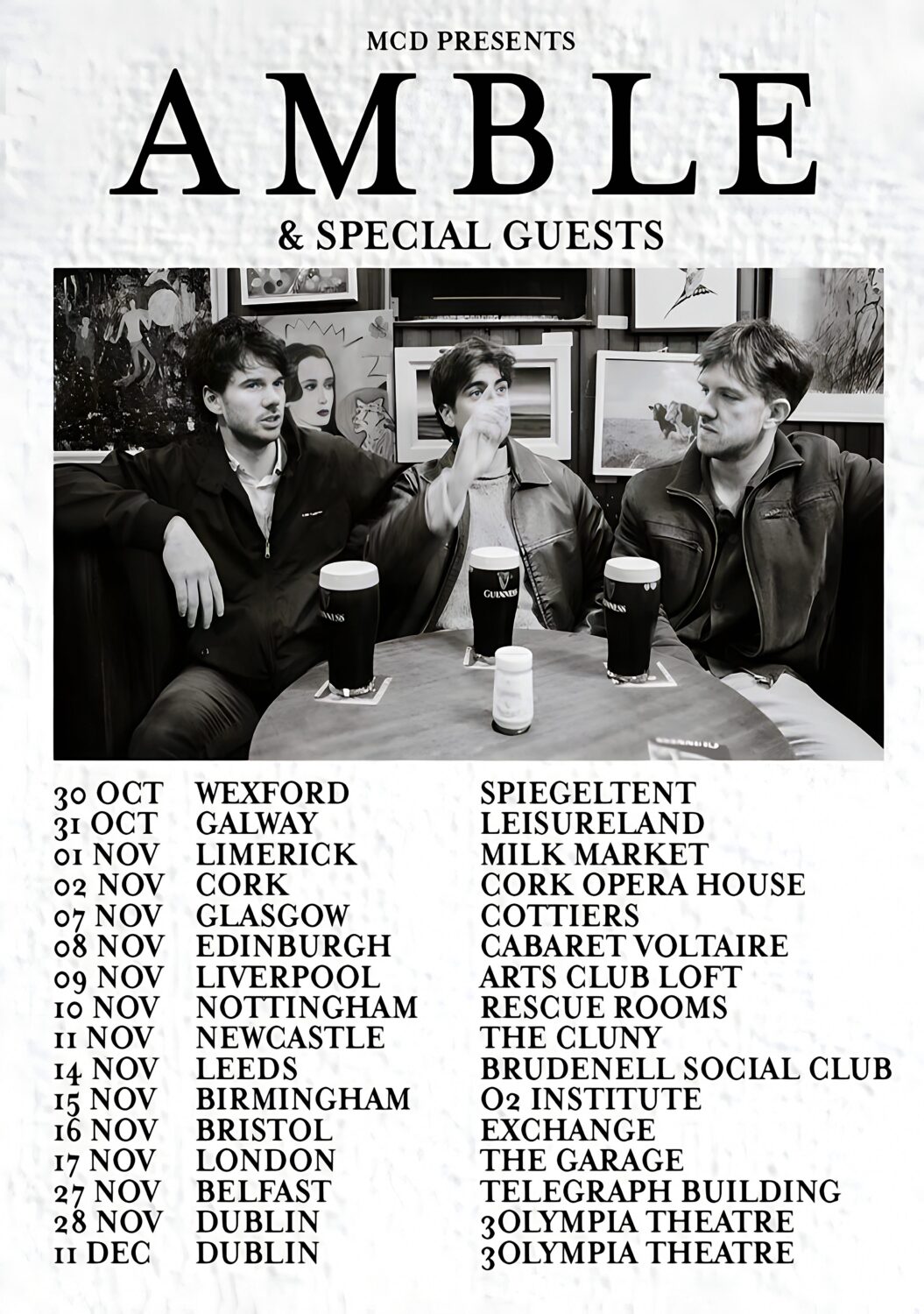 AMBLE (band) Of Land and Sea 2024 UK Tour Poster