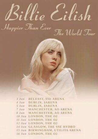 BILLIE EILISH Happier Than Ever 2022 UK Tour Poster