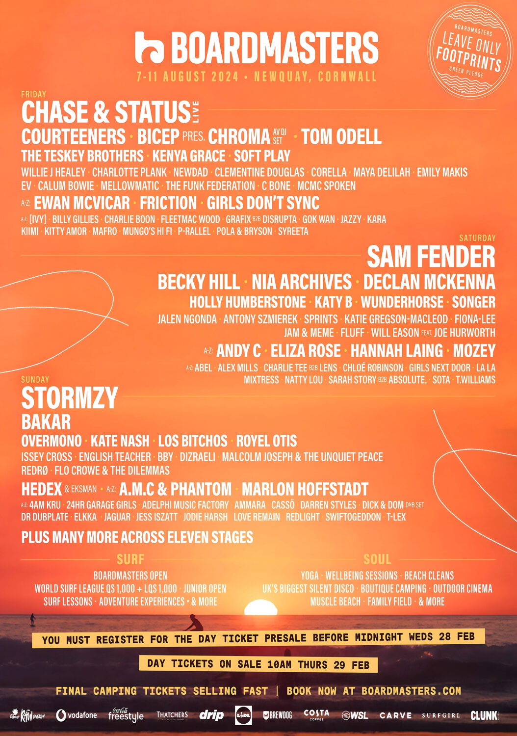 BOARDMASTERS 2024 FESTIVAL Line Up Poster