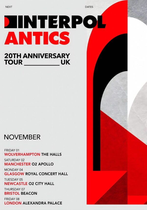 Interpol Band Antics 20th Anniversary 2024 Tour