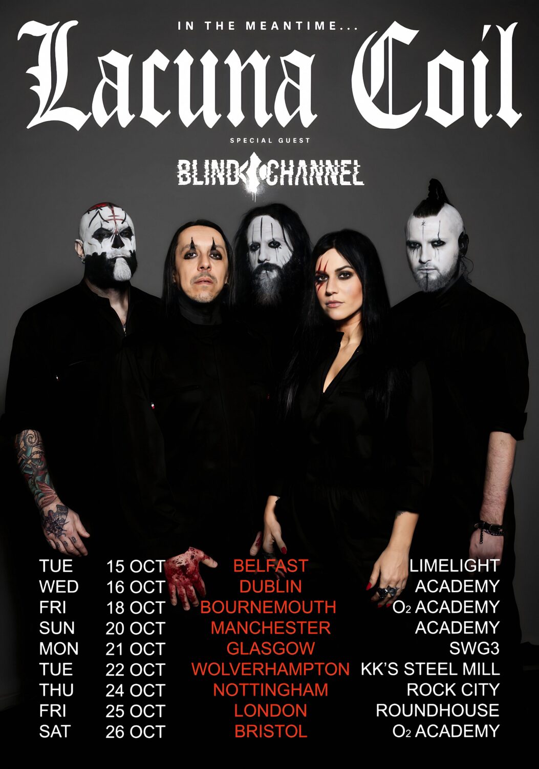 LACUNA COIL In The Meantime... 2024 UK Tour Poster