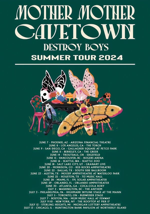 MOTHER MOTHER (band) - CAVETOWN 2024 Tour Poster