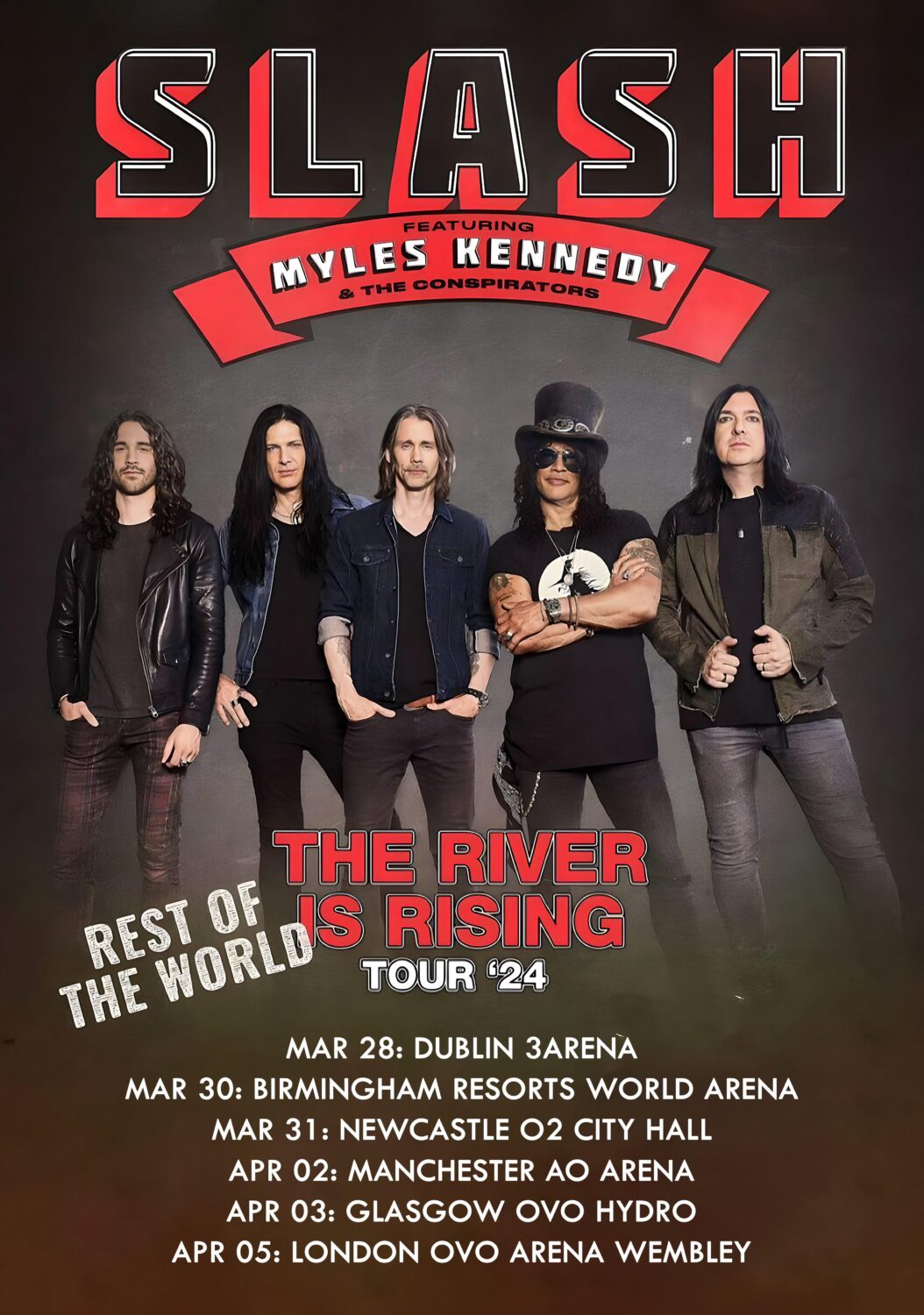 SLASH feat. MYLES KENNEDY 2024 UK Tour Poster