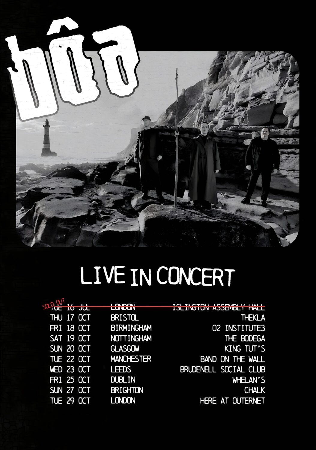 BÔA (band) Whiplash Live In Concert 2024 UK Tour Poster