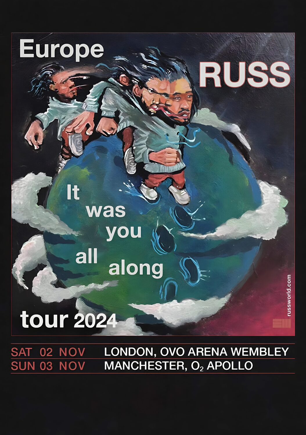 RUSS (rapper) 2024 UK Tour: LONDON - MANCHESTER Poster