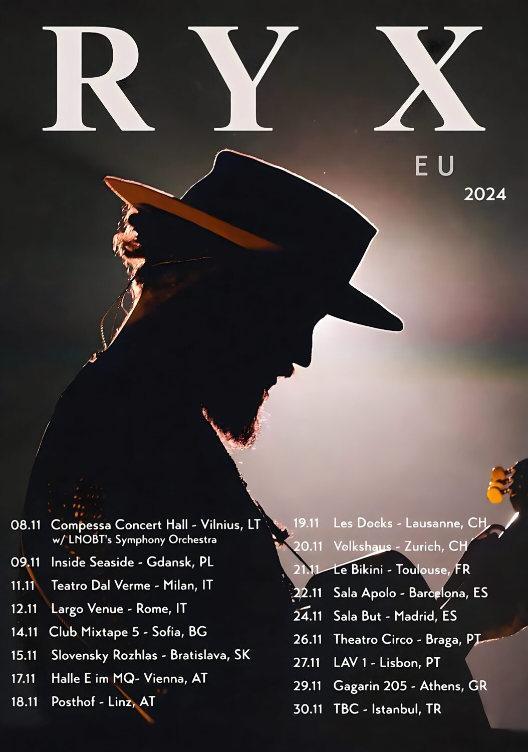 RY X All I See Is You 2024 European Tour Poster