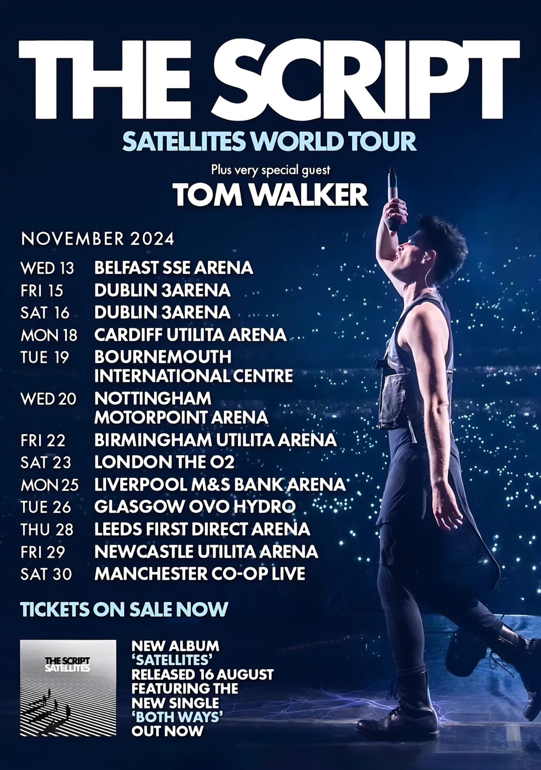 THE SCRIPT (band) Satellites 2024 UK Arena Tour Poster