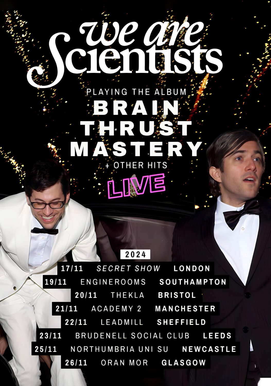 WE ARE SCIENTISTS Brain Thrust Mastery 2024 UK Tour Poster