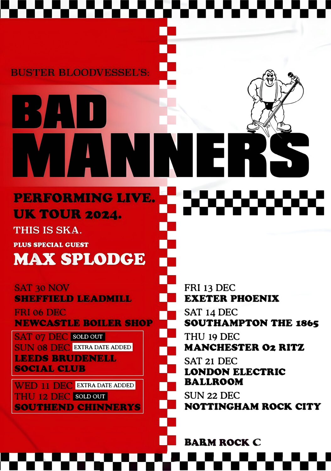 BAD MANNERS (band) Performing Live...2024 UK Tour Poster