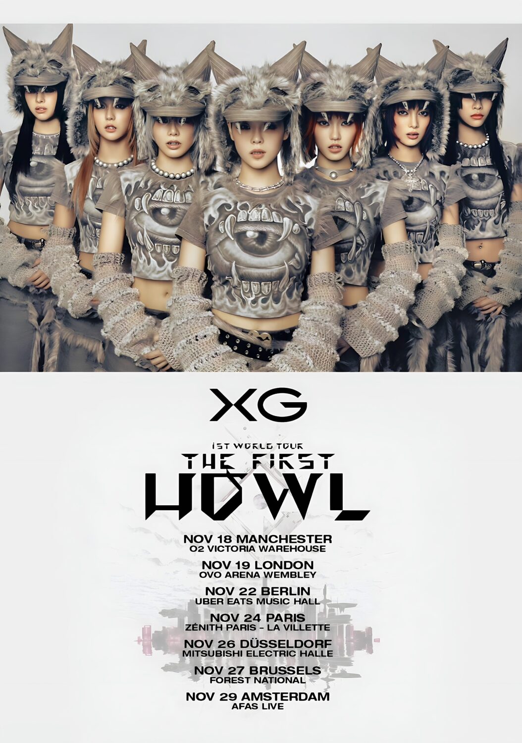 XG (band) The First Howl 2024 UK Tour Poster