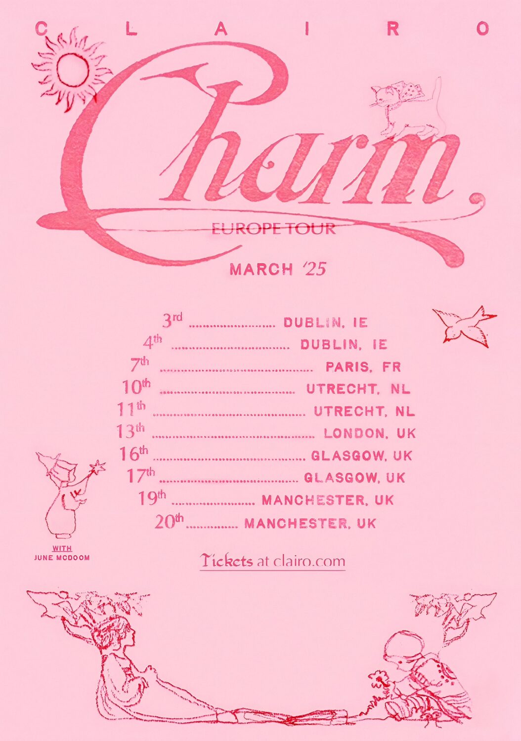 CLAIRO (singer) Charm 2025 UK & Europe Tour Poster