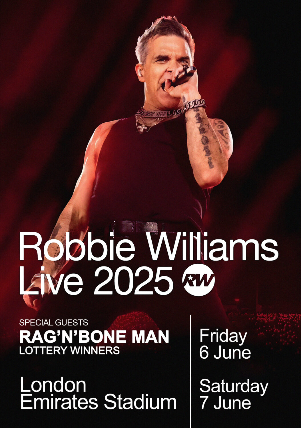 ROBBIE WILLIAMS 2025 Tour: LONDON Emirates Stadium Poster